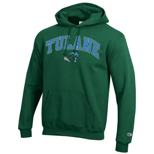 Champion Tulane Wave Arch Over Logo Pullover Hoodie