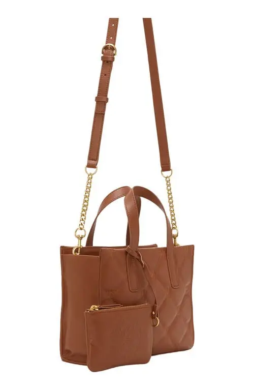 Vince Camuto Barry Quilted Leather Tote - Medium Brown