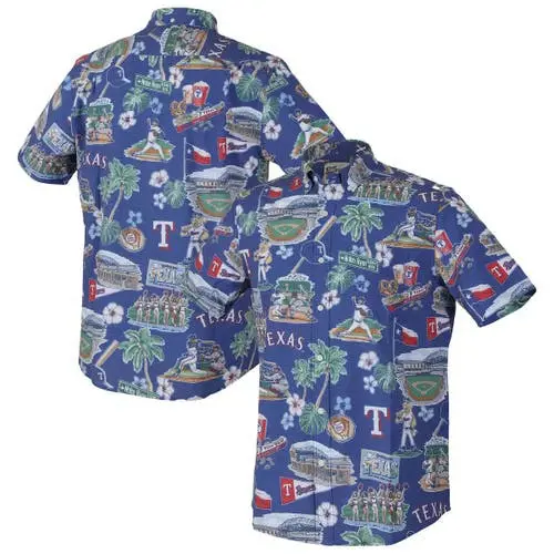 Reyn Spooner Texas Rangers Scenic Tri-blend Performance Button-up Top
