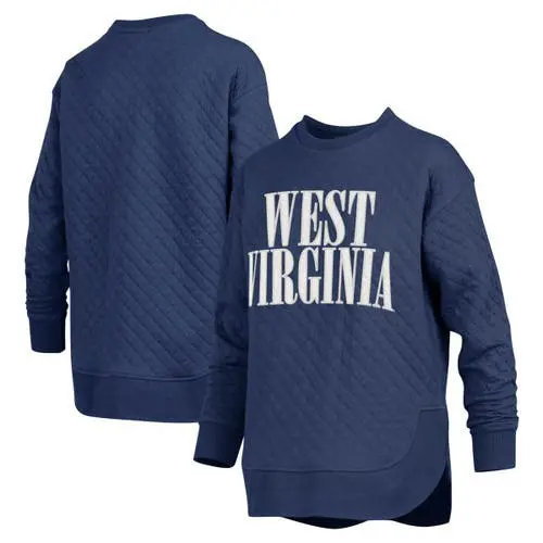 PRESSBOX West Virginia Mountaineers Quilted Long Sleeve Pullover Sweatshirt - Navy