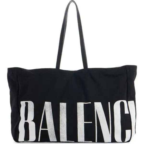 Balenciaga Large Editor East/west Canvas Tote - 1090 Black/ L White