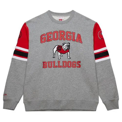 Mitchell & Ness Grey Heather Georgia Bulldogs Throwback Allover 4.0 Pullover Sweatshirt