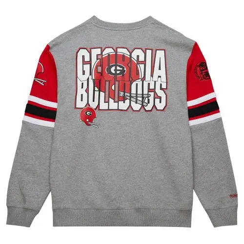 Mitchell & Ness Grey Heather Georgia Bulldogs Throwback Allover 4.0 Pullover Sweatshirt