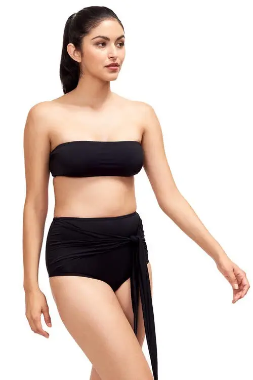 SAUIPE Giovanna Bandeau Bikini Top - Black
