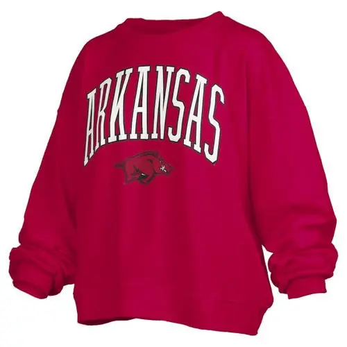 PRESSBOX Arkansas Razorbacks Janise Arch Oversized Pullover Sweatshirt
