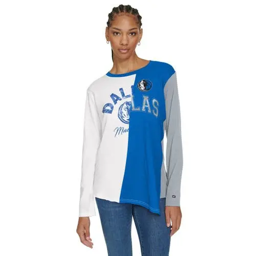 Tommy Hilfiger Blue Dallas Mavericks Amelia Color Blocked Long Sleeve T-shirt - White