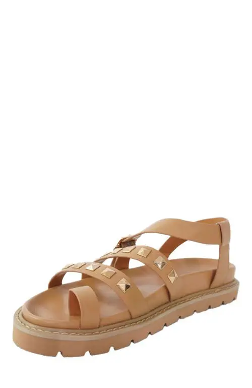 BELLE & BLOOM White Leather Chunky Stud Sandals - Camel