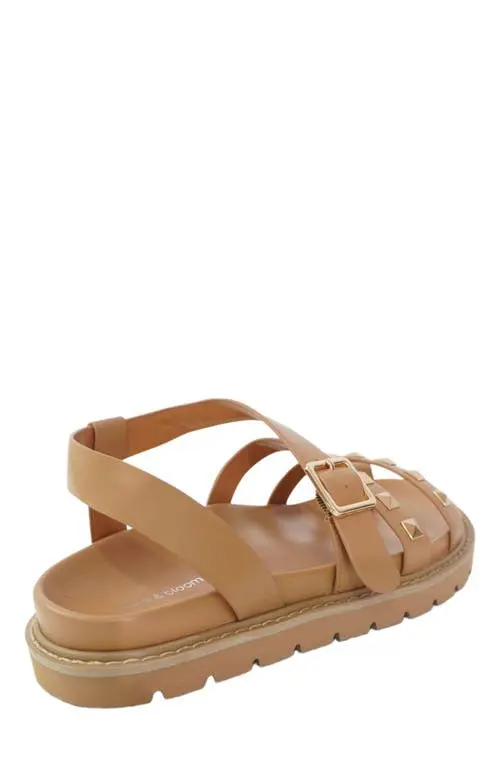 BELLE & BLOOM White Leather Chunky Stud Sandals - Camel