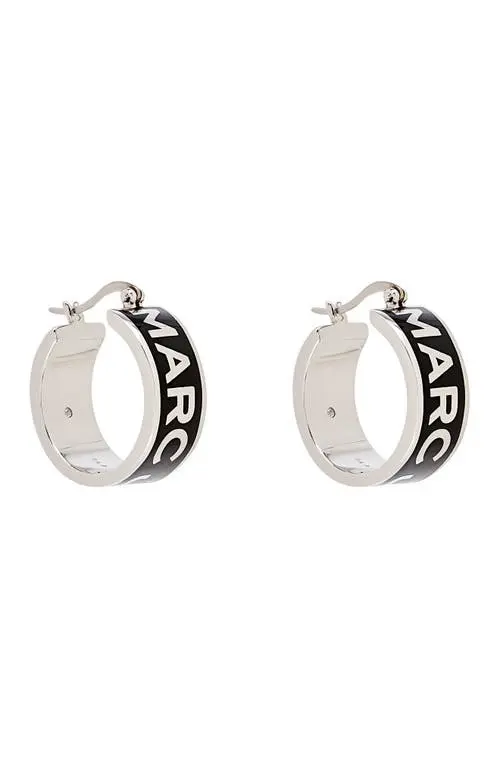 Marc Jacobs Logo Hoop Earrings - Silver/black