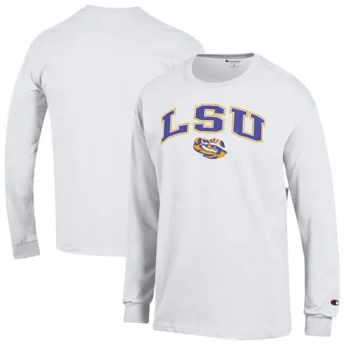 Champion Lsu Tigers Arch Over Logo Long Sleeve T-shirt - White