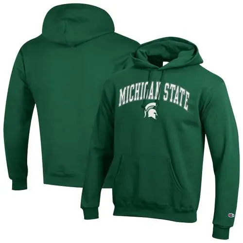 Champion Michigan State Spartans Arch Over Logo Pullover Hoodie - Green