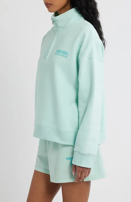 Rip Curl Surf Puff Logo Quarter Zip Sweatshirt - Light Blue