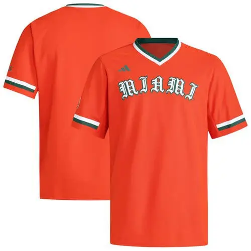 Adidas Miami Hurricanes V-neck Baseball Jersey By - Orange