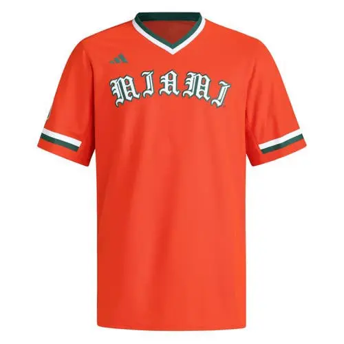 Adidas Miami Hurricanes V-neck Baseball Jersey By - Orange