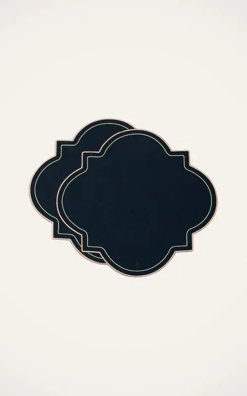 La DoubleJ Medallion Placemats Set Of 2 - Solid Navy
