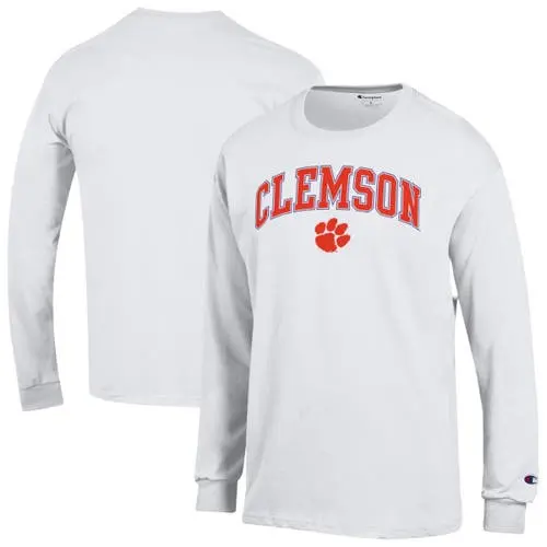 Champion Clemson Tigers Arch Over Logo Long Sleeve T-shirt - White
