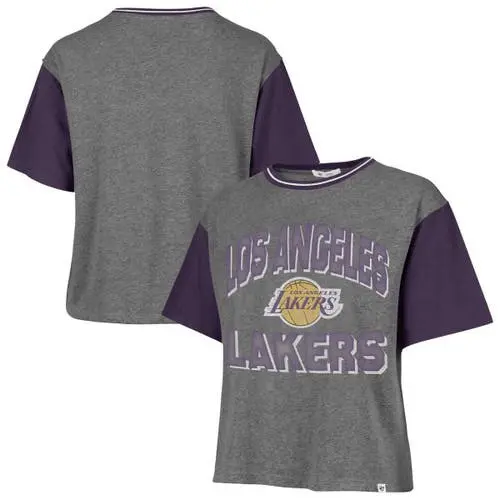 '47 Los Angeles Lakers Rise Clubhouse Ziggy Color Block T-shirt - Gray
