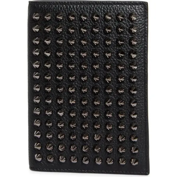 CHRISTIAN LOUBOUTIN Funky Studded Leather Passport Holder - Black/ Gun Metal