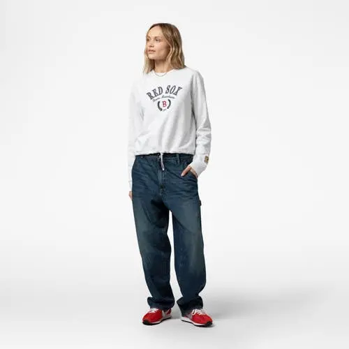 Mitchell & Ness Boston Red Sox Cropped Toggle Pullover Sweatshirt