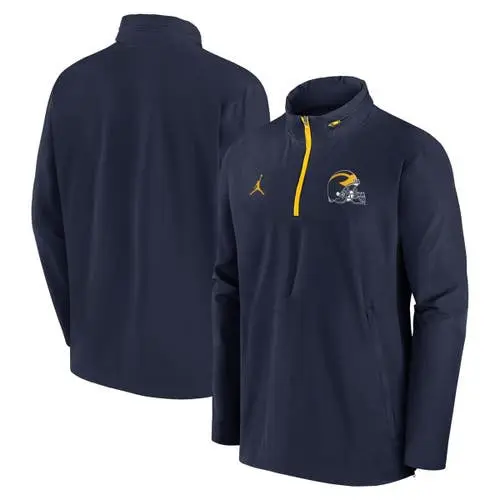 JORDAN BRAND Michigan Wolverines Sideline Coaches Quarter-zip Jacket