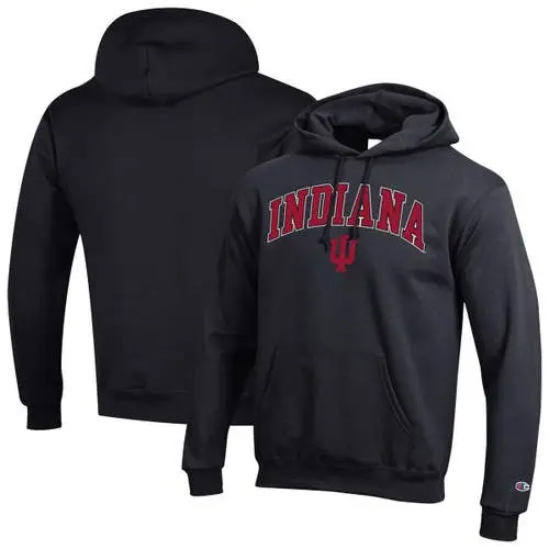 Champion Indiana Hoosiers Arch Over Logo Pullover Hoodie - Black