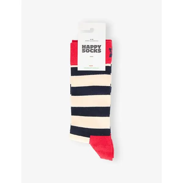 Happy Socks Striped Cotton-blend Crew Socks - Red