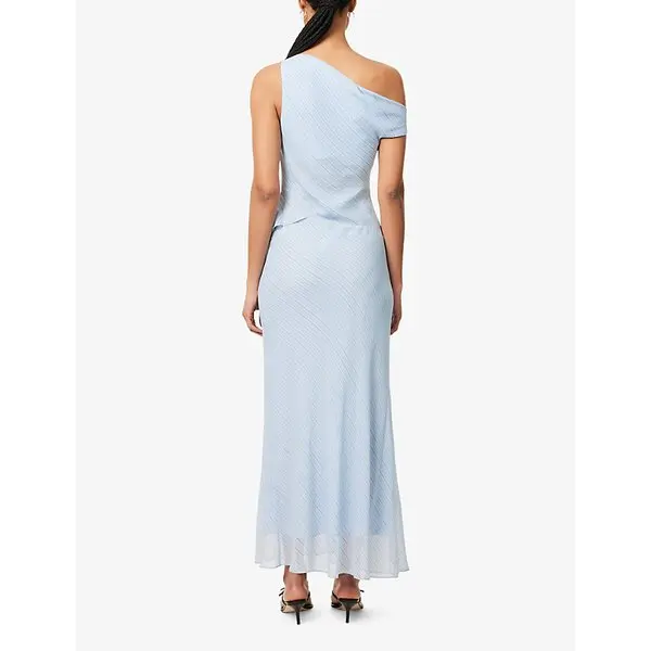 Bec & Bridge Esra Asymmetric-Neckline Maxi Dress - Sky Blue Stripe |  Editorialist