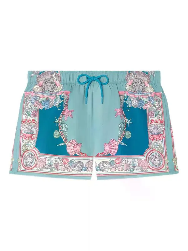 Versace Coral Theatre Swim Shorts - Blue