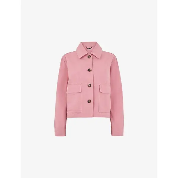 Whistles Marie Patch-pocket Cotton Jacket - Dusty Pink