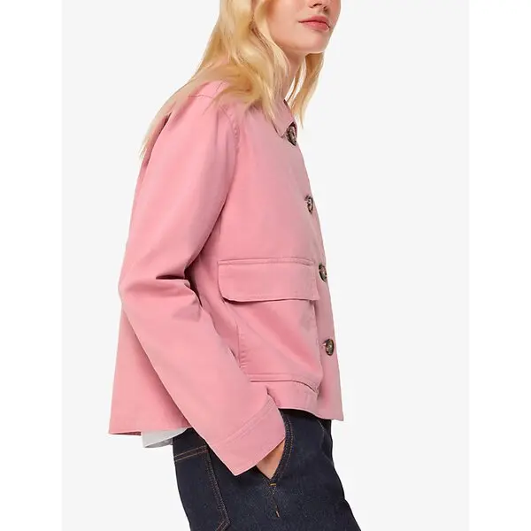 Whistles Marie Patch-pocket Cotton Jacket - Dusty Pink