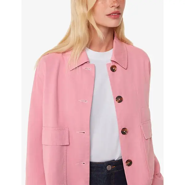 Whistles Marie Patch-pocket Cotton Jacket - Dusty Pink