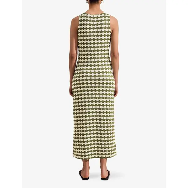 RO&ZO Diamond-pattern Sleeveless Knitted Maxi Dress