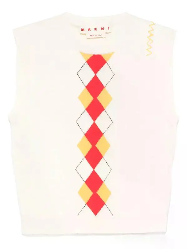 Marni Argyle-pattern Vest - Neutrals