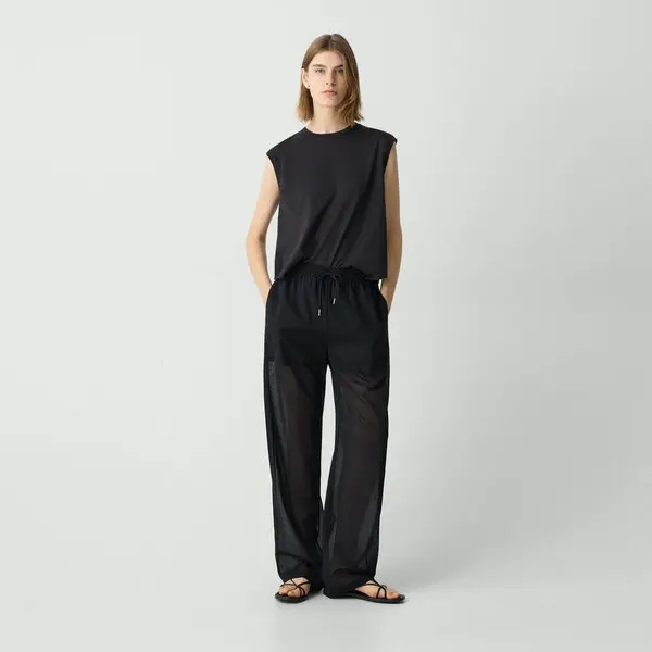 Theory Airy Shirting Drawcord Pull-on Pant - Black