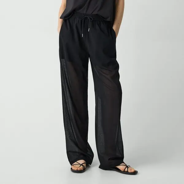 Theory Airy Shirting Drawcord Pull-on Pant - Black