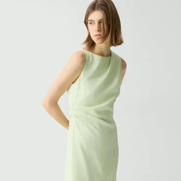 Theory Draped Midi Dress In Aloe - 60% Off | Editorialist