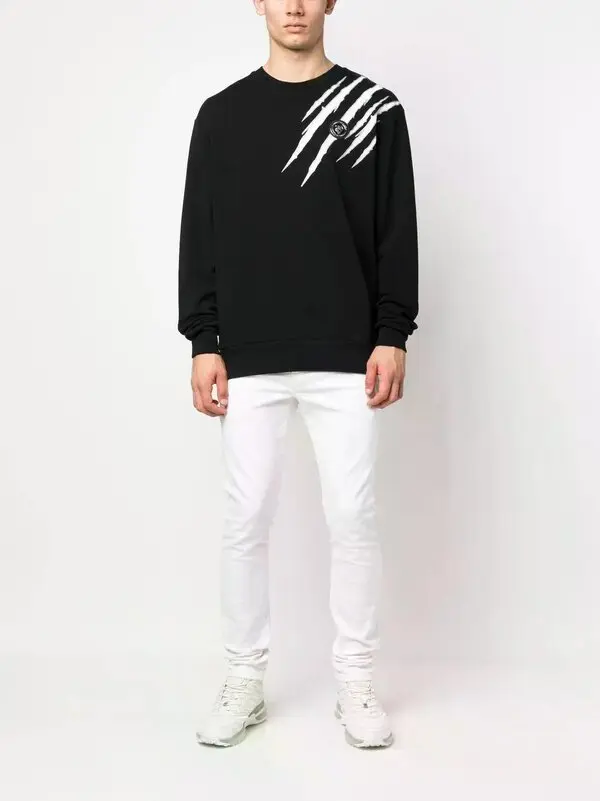 PLEIN SPORT Scratch-print Long-sleeved Sweatshirt