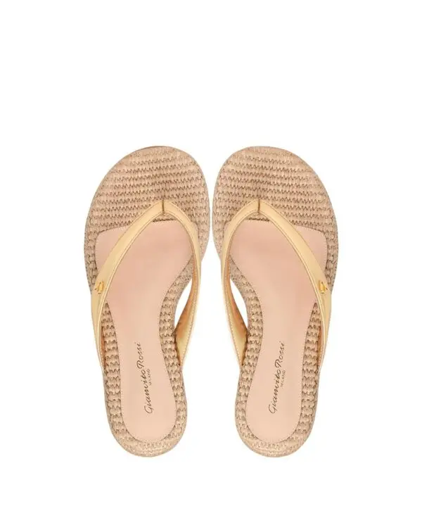 GIANVITO ROSSI Tahiti Thong Flats - Gold Nappa Leather