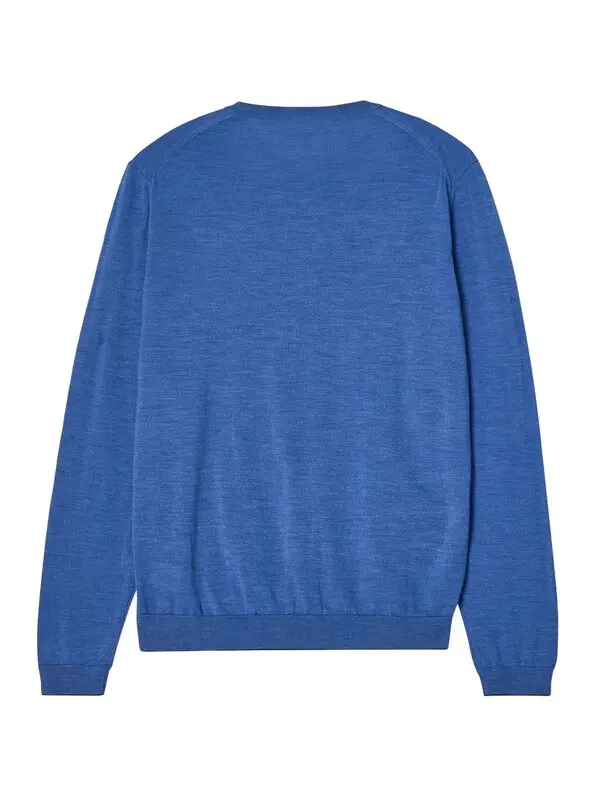 Robert Talbott Keaton Crewneck Sweater - Sky Blue With Navy Tipping
