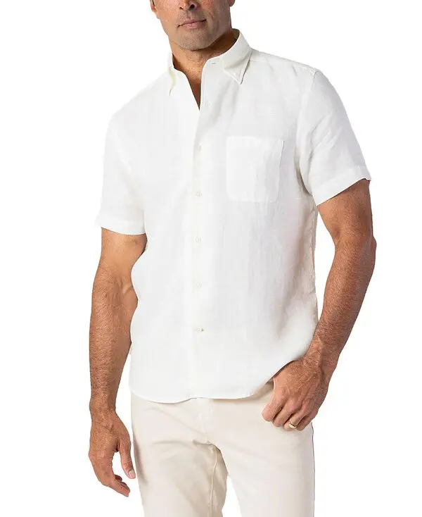 Robert Talbott Morgan Short Sleeve Linen Shirt - White