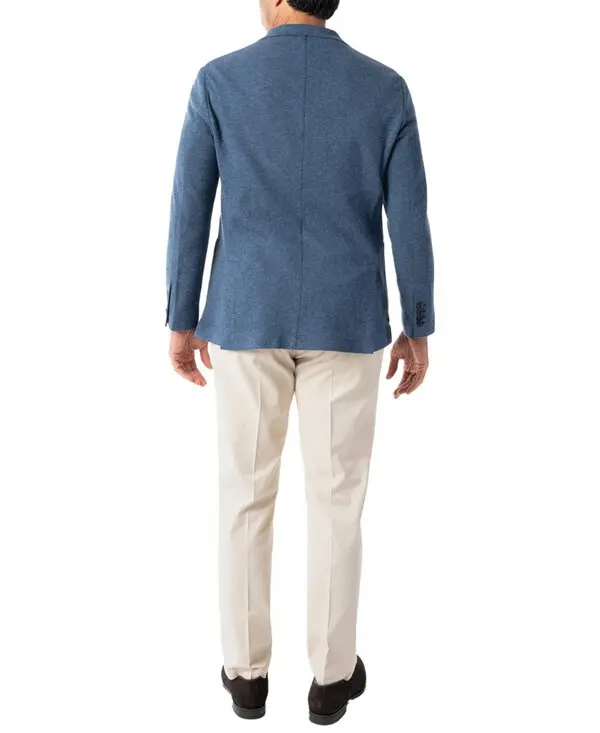 Robert Talbott Wright Double Face Knit Blazer - Light Blue/navy
