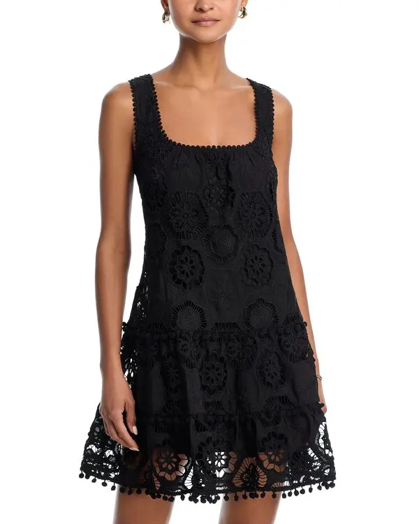 Aqua Crochet Tiered Shift Dress