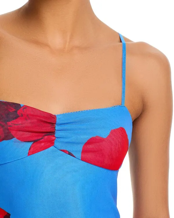 Aqua Floral Mesh Maxi Dress