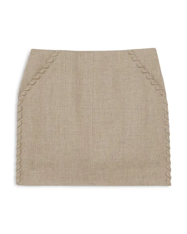 REISS Whip Stitch Linen Mini Skirt