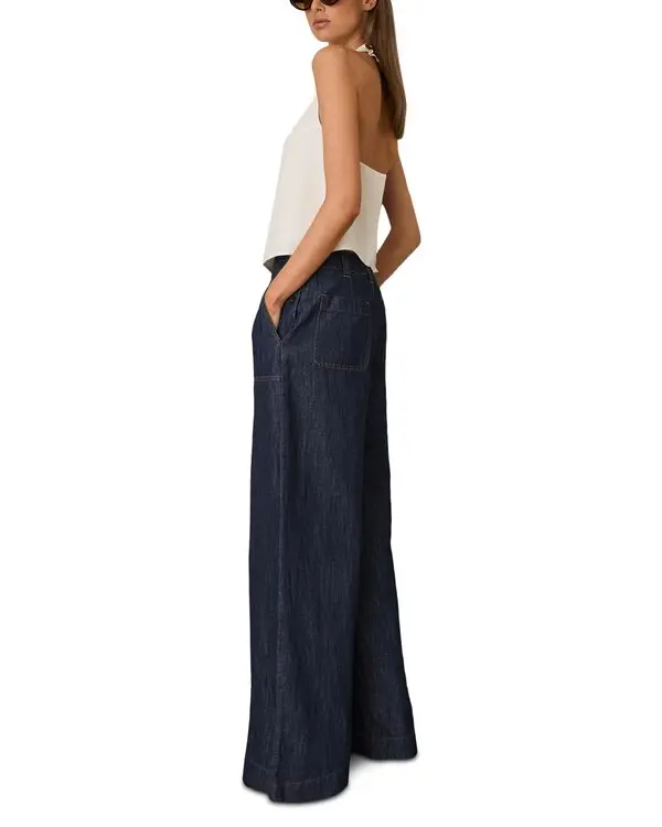 REISS Wide Leg Linen Blend Pants