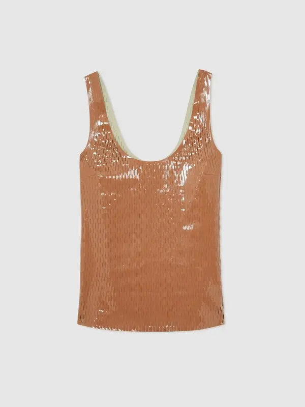 REISS Isabelle Atelier Laser-cut Vest Top