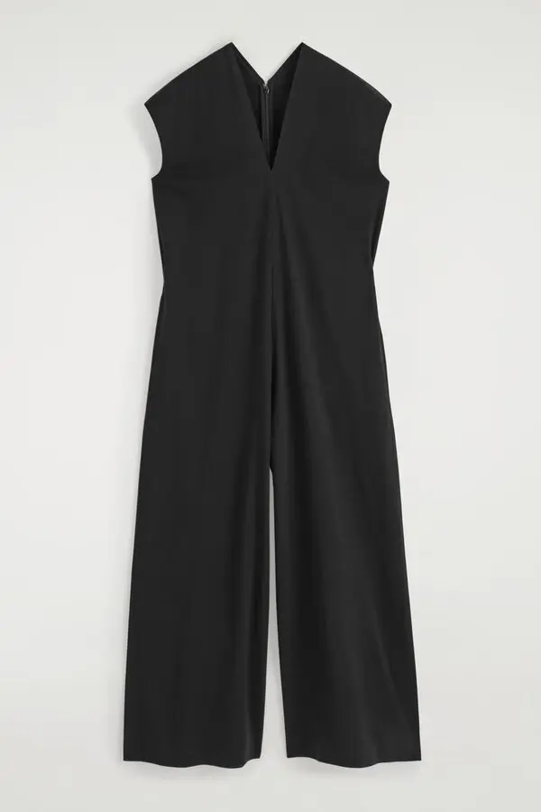 Cos V-neck Jersey Jumpsuit - Black