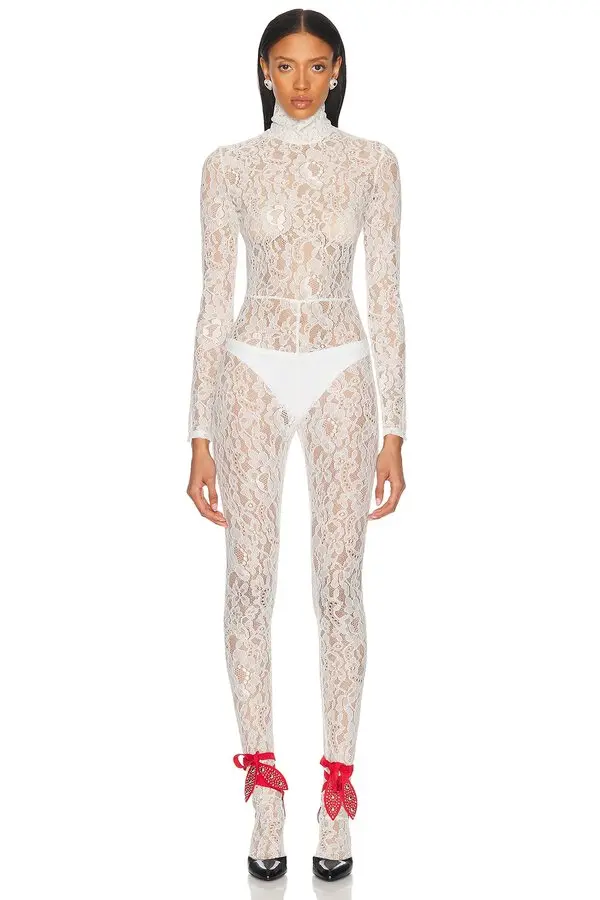 Valentino Garavani Rebrode Lace Jumpsuit - Avorio