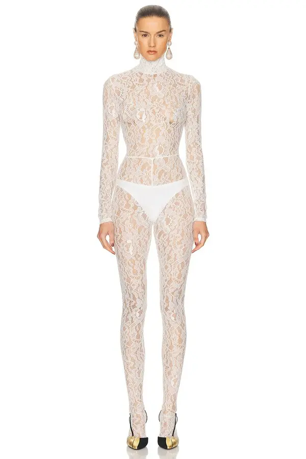 Valentino Garavani Rebrode Lace Jumpsuit - Avorio