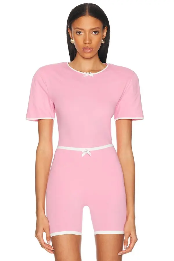 ROWEN ROSE Puff Sleeve Jersey Top